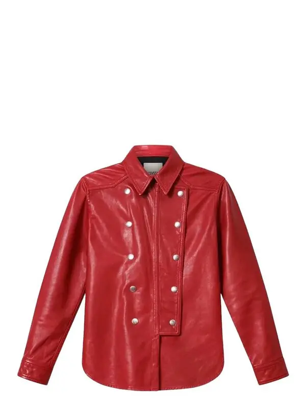 MARANT Valdy Snap-button Leather Shirt - Red