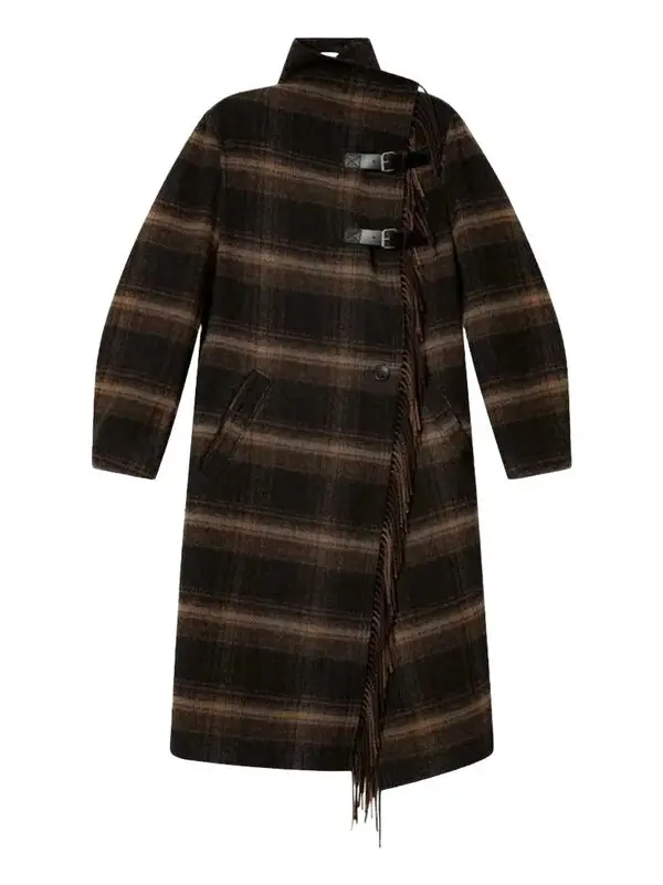 MARANT ETOILE Gihan Fringed Check Coat - Multi