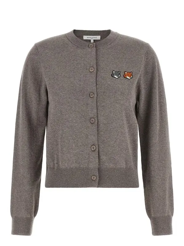 Maison Kitsuné Double Fox Head' Cardigan - Gray