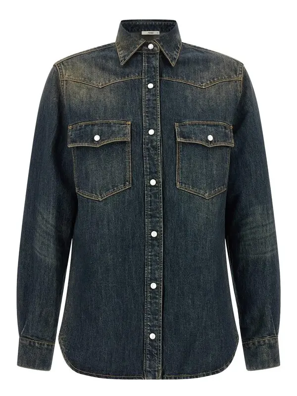 Fendi Western' Denim Shirt - Blue