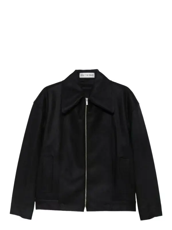 Issey Miyake Shell Zip-up Oversized Jacket - Black