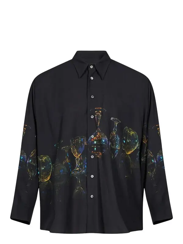 MAGLIANO Glass-print Long-sleeve Shirt - Black