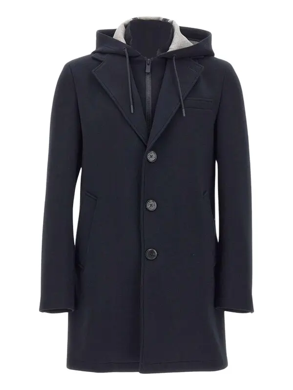 MANUEL RITZ Hooded Bib Insert Coat - Blue