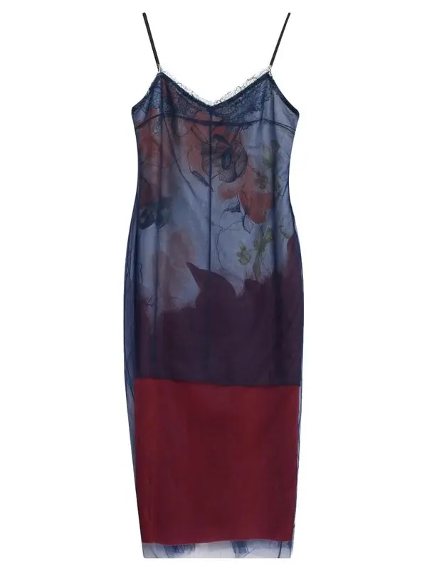 JASON WU Shadow Floral Layered Midi Dress - Plaster