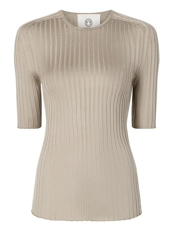 Attersee Ribbed Silk T-shirt - Stone