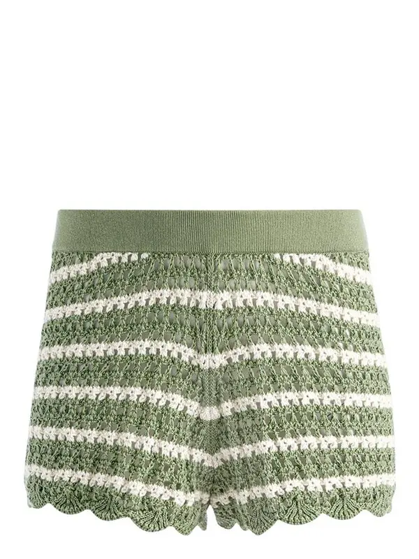 Alice + Olivia Bobbi Striped Pointelle Shorts - Sage/soft