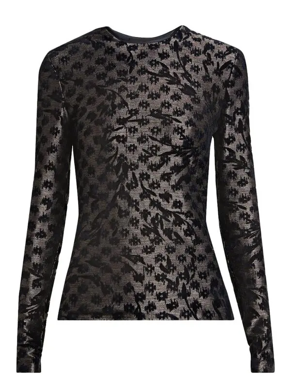 Giorgio Armani Floral Metallic Burnout Long-sleeve Top - Multi