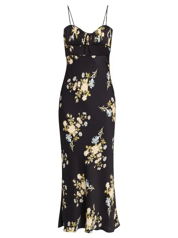 Veronica Beard Kieren Floral Slip Dress - Black Multi