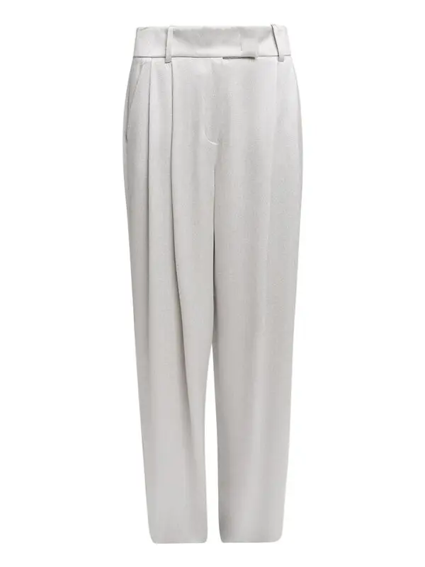 Giorgio Armani Hammered Satin Pleated Straight-leg Trousers - Silver