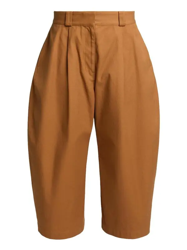 Balenciaga Pleated Barrel-leg Ankle Bermuda Pants - Teak