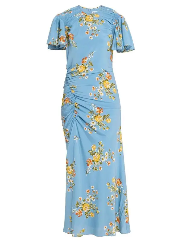 Veronica Beard Huntleigh Floral Midi Dress - Blue River