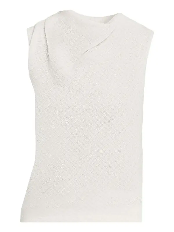 Vince Shadow Grid Cowl-neck Top - Chalk