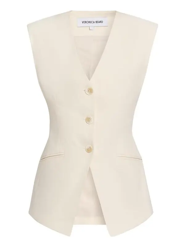 Veronica Beard Gillson Tailored Vest - Ecru