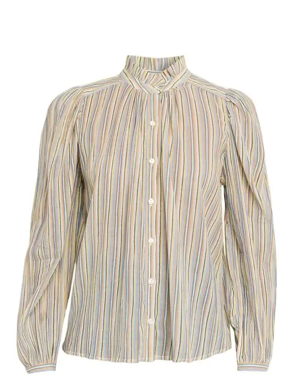 Alix Of Bohemia Annabel Long-sleeve Striped Cotton Blouse - Multi Color