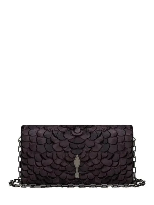 CHRISTIAN LOUBOUTIN Bettina Feather Clutch Bag In Silk Satin - Black/muse