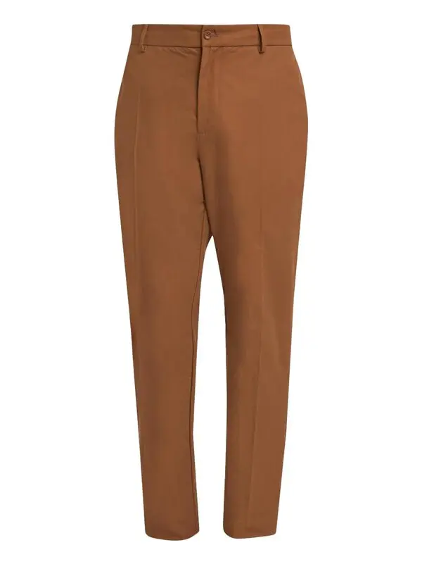 Moncler Cotton Leather-trim Straight Leg Trousers - Cognac