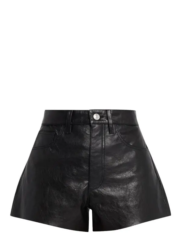 RE/DONE Leather A-line Shorts - Black