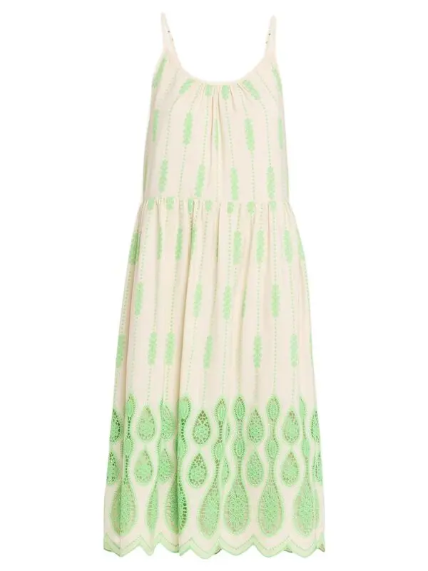 Ramy Brook Sandra Embroidered Midi Dress - Bright Lime