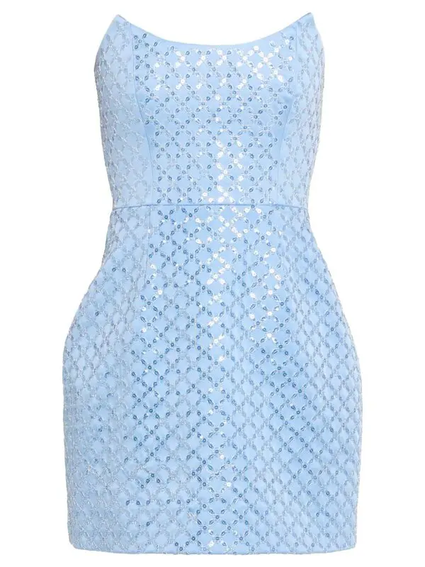 Rebecca Vallance Alix Sequined Strapless Mini Dress - Pale Blue