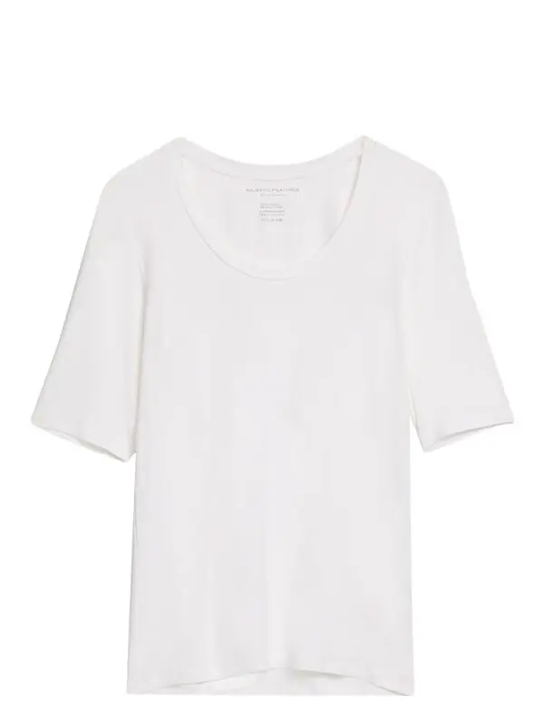 Majestic Filatures Elbow-sleeve Scoop-neck Shirt - Blanc