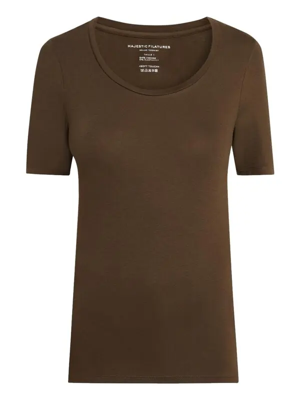 Majestic Filatures Elbow-sleeve Scoop-neck Shirt - Tonka