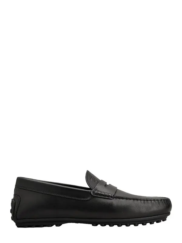 TOD'S Leather Moc-toe Penny Loafers - Nero