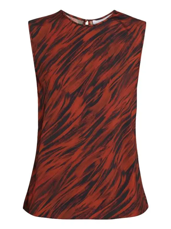 Proenza Schouler White Label Megan Sleeveless Printed Twill Top - Brick Multi