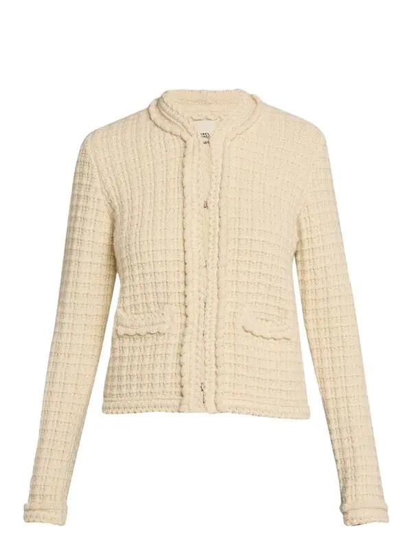 Isabel Marant Étoile Hortense Windowpane Knit Collarless Jacket - Ecru