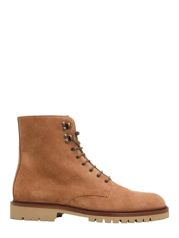 Brunello Cucinelli Suede Lug-sole Lace-up Boots - Chestnut
