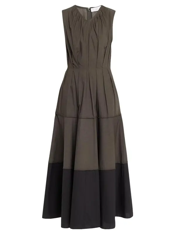 Proenza Schouler White Label Kailey Tiered Poplin Maxi Dress - Willow/black