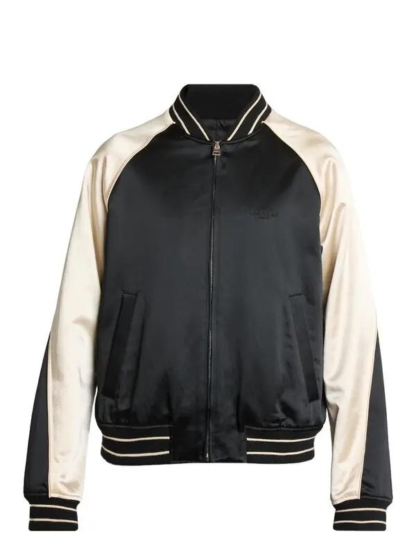Givenchy Satin Rhinestone-logo Bomber Jacket - Black/natural
