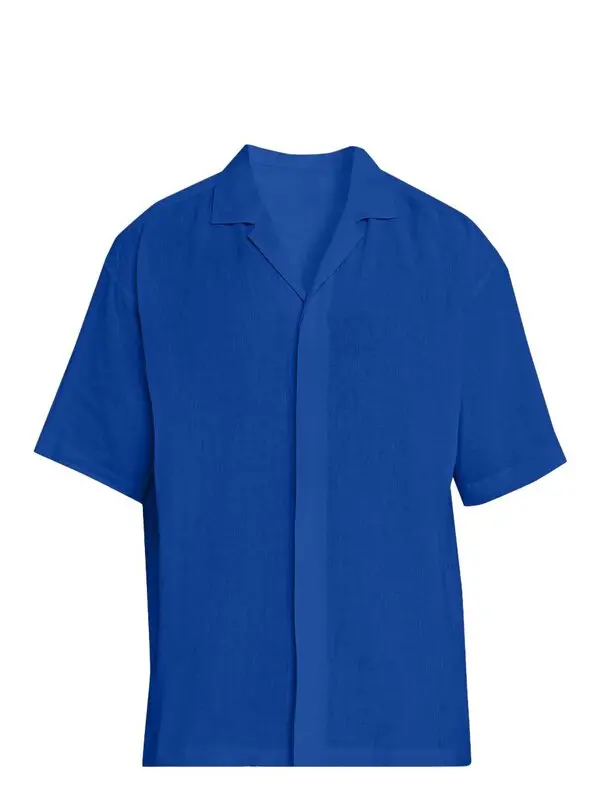 Issey Miyake Floating Linen Short-sleeve Shirt - Blue