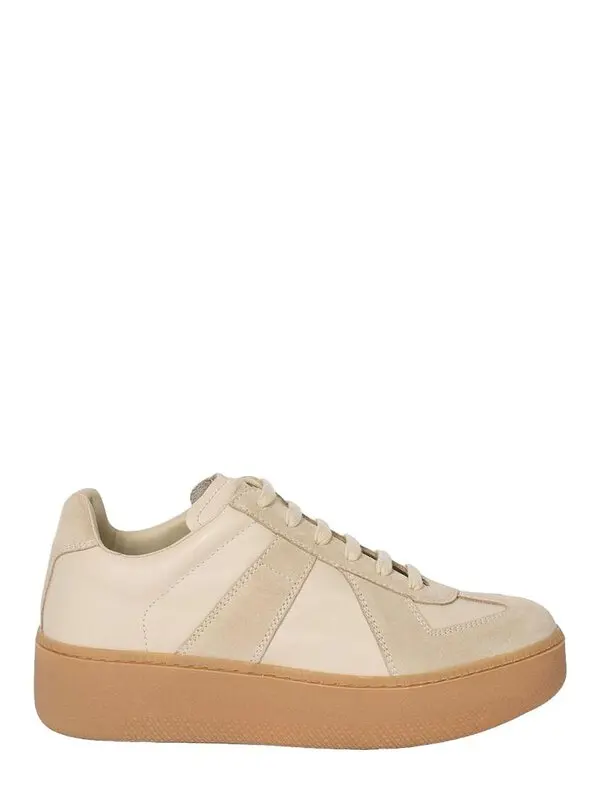 MAISON MARGIELA Replica Mixed Leather Platform Sneakers - Lamb
