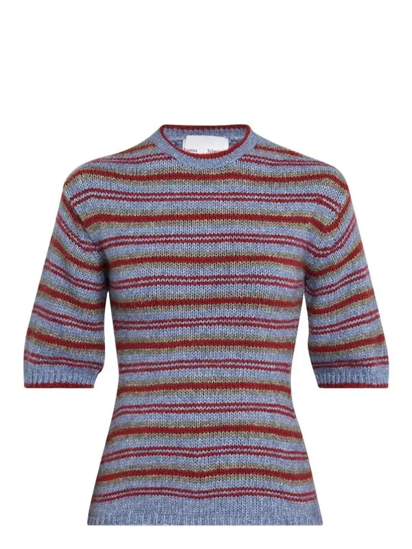 Proenza Schouler White Label Dana Striped Short-sleeve Sweater - Periwinkle