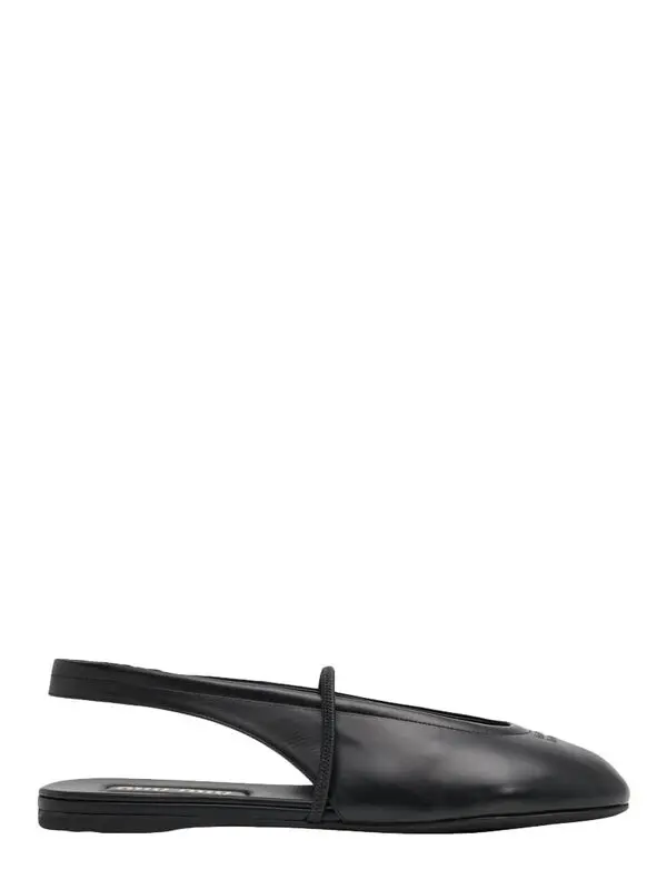 Miu Miu Leather Slingback Mary Jane Ballerina Flats - Nero