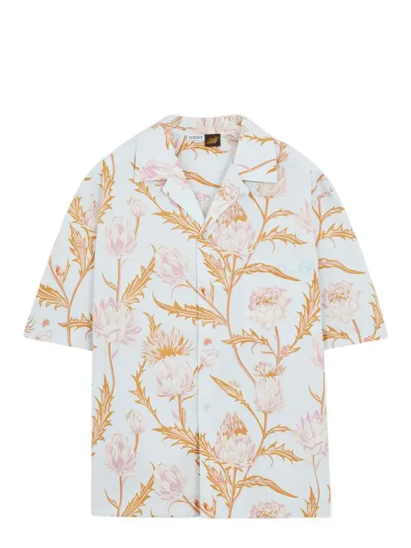 Loewe X Paula's Ibiza Artichoke-print Short-sleeve Shirt - Light Blue