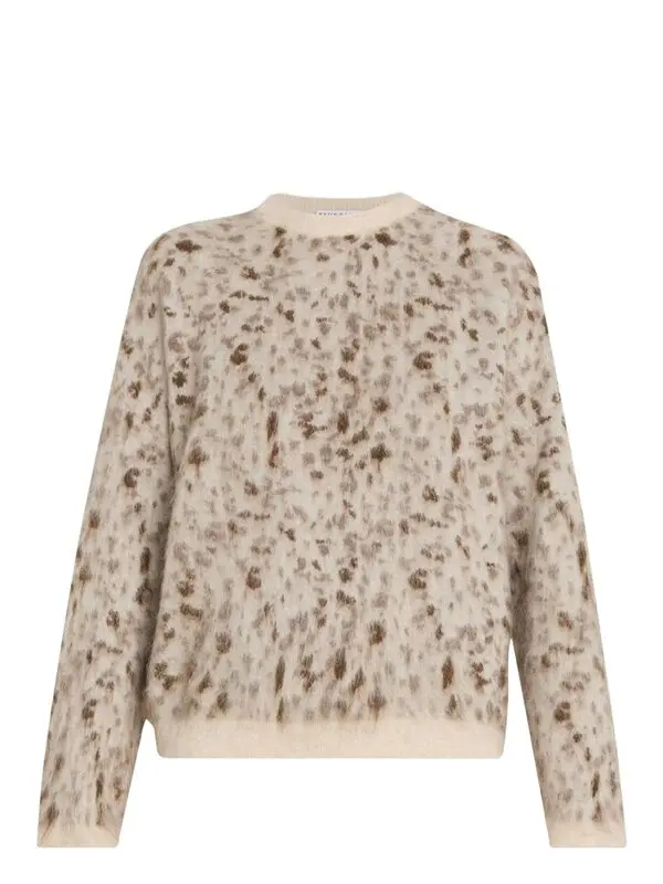 Brunello Cucinelli Blurred Jacquard Cashmere Knit Sweater - Ivory