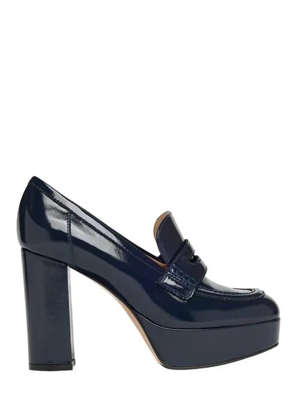 GIANVITO ROSSI 70mm Patent Platform Penny Loafers - Black