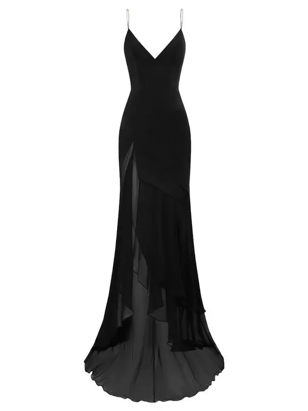 Alex Perry Plunging Panelled Silk Bikini Gown - Black