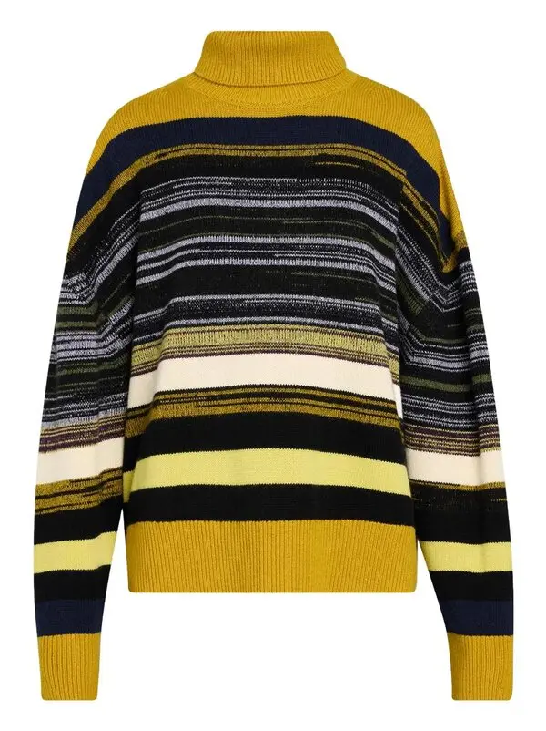 ZANKOV Junko Striped Merinno Wool-cashmere Turtleneck Sweater - Honey Multi