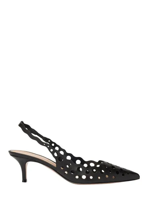 GIANVITO ROSSI 55mm Perforated Nappa Leather Slingback Pumps - Black