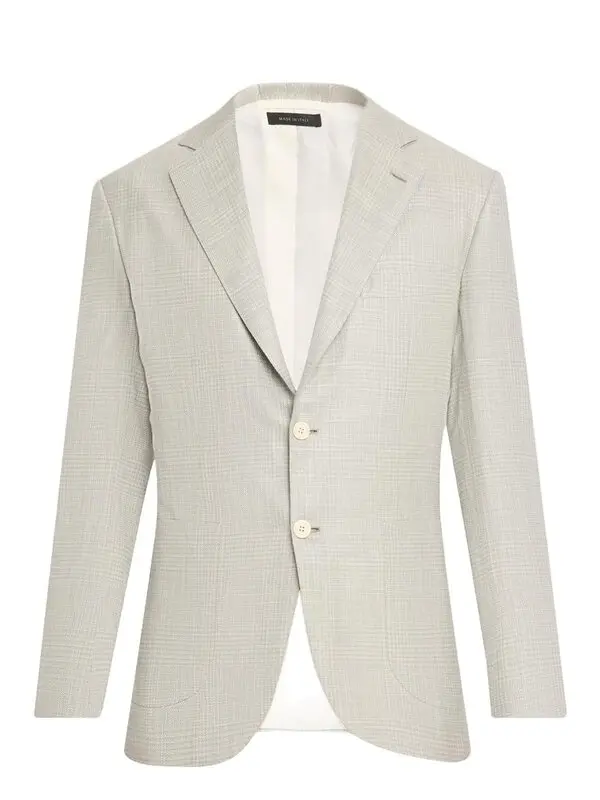 Brioni Wool Plume Plaid Single-breasted Sport Coat - Grey