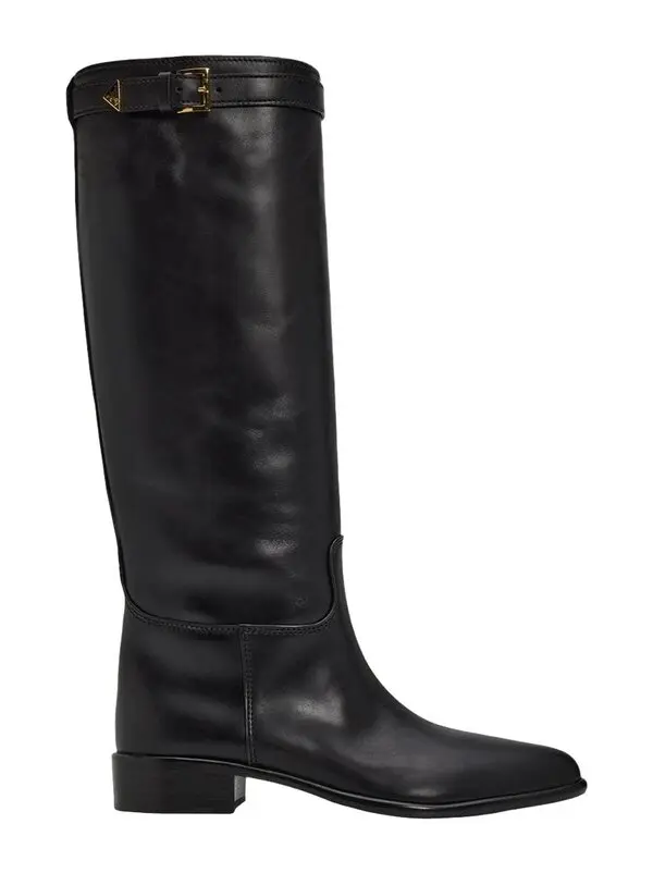 Prada 30mm Stivali Leather Riding Boots - Nero