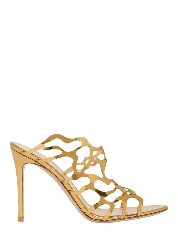 GIANVITO ROSSI 95mm Cutout Metallic Leather Mule Sandals - Mekong