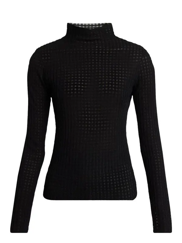 Proenza Schouler White Label Zella Check Merino Mock-neck Top - Black