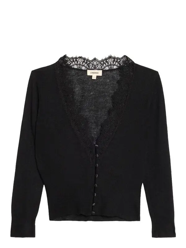 L'Agence Eluna Lace-trim Cardigan - Black