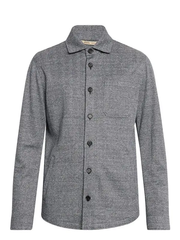 MAURIZIO BALDASSARI Linen, Silk And Cotton Herringbone Overshirt - Navy