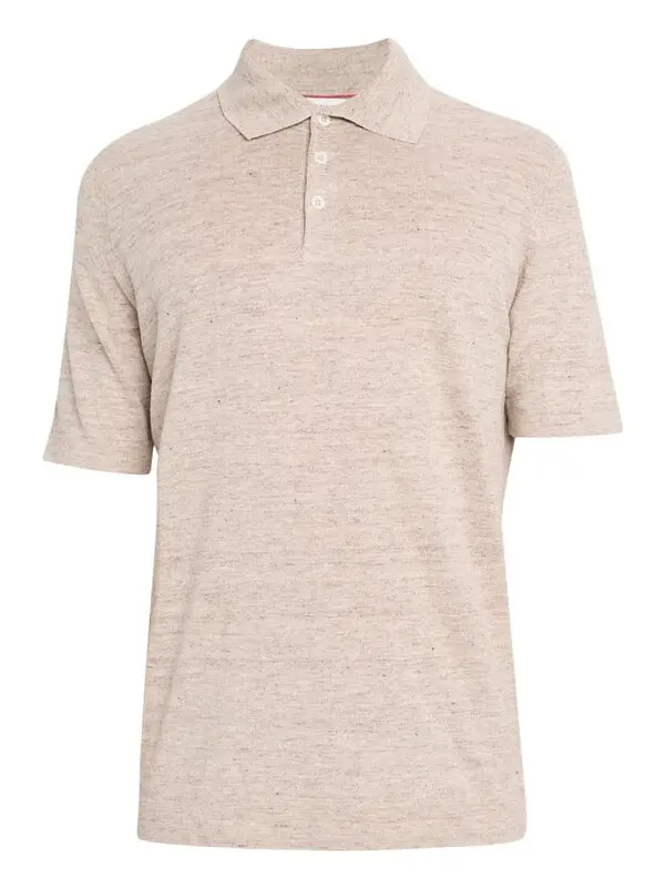 Brunello Cucinelli Linen And Cotton Heathered Polo Shirt - Cher