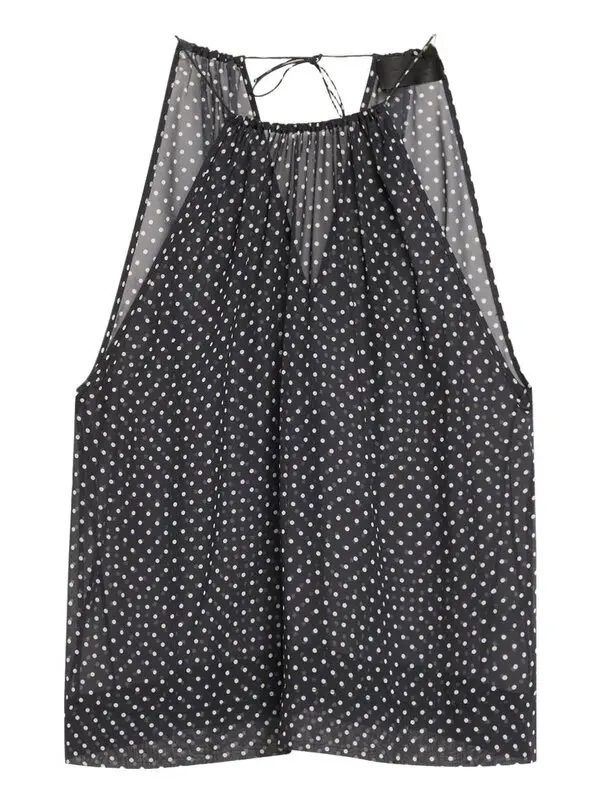 NILI LOTAN Nikki Silk Polka Dot Halter Top - Midnight