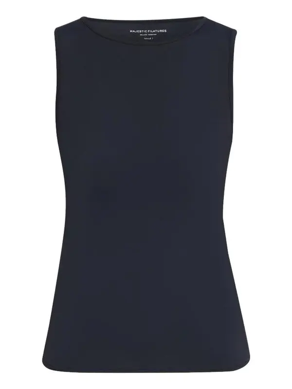 Majestic Filatures Bateau-neck Stretch Jersey Tank Top - Noir